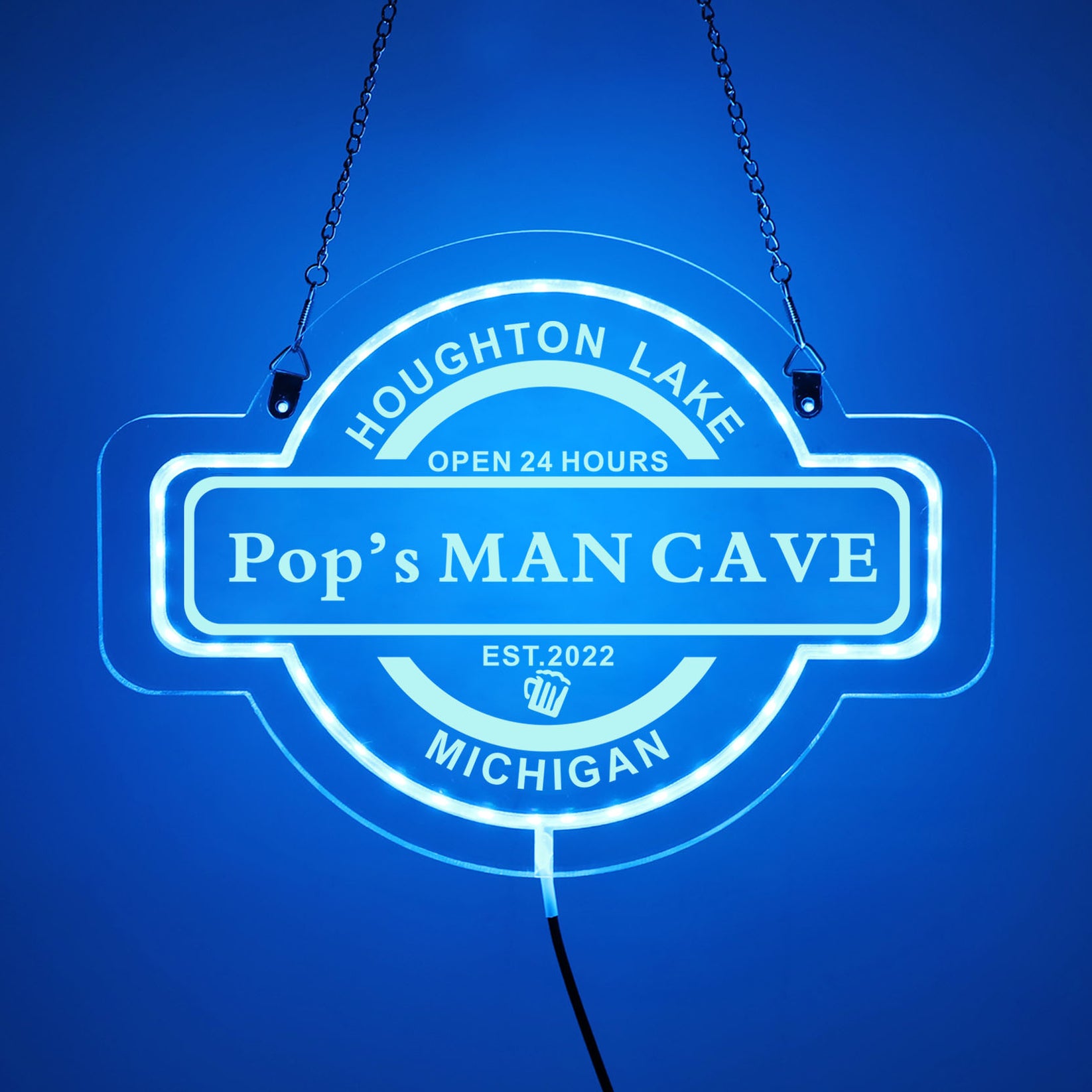 Personalized LED Color Changing Acrylic Man Cave Beer Bar Sign – The ...