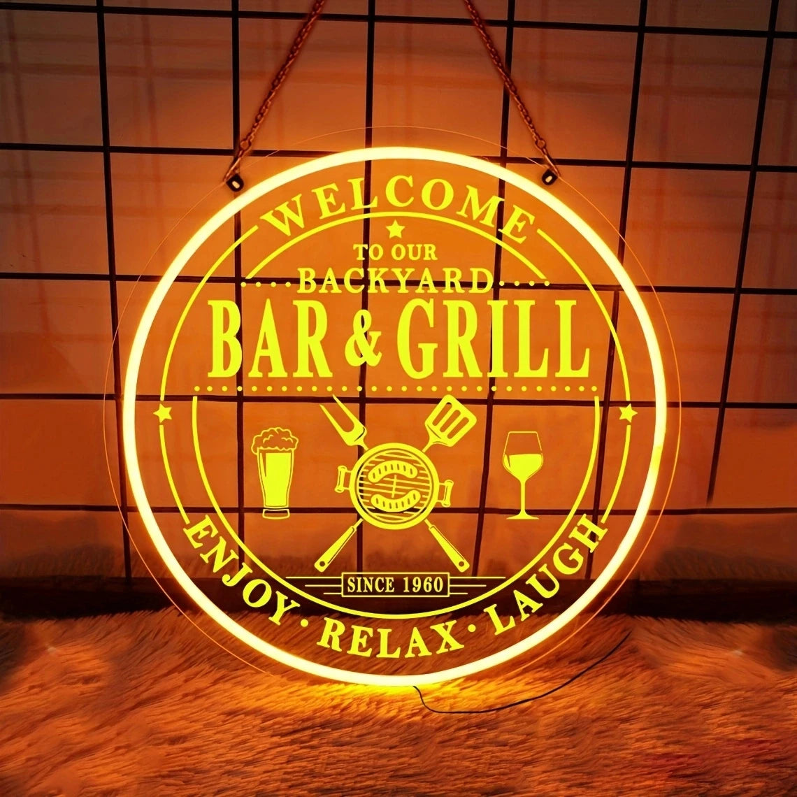 Personalized LED Color Changing Acrylic Bar & Grill Sign – The Beer Lodge